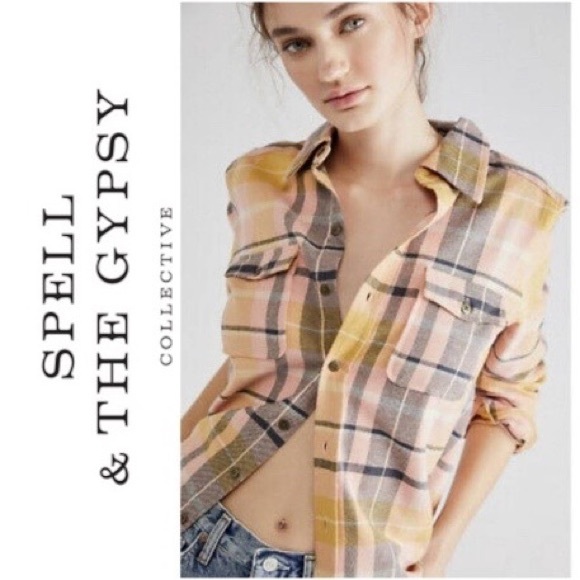 Spell | Tops | Spell Maverick Apricot Plaid Flannel Button Down Top ...